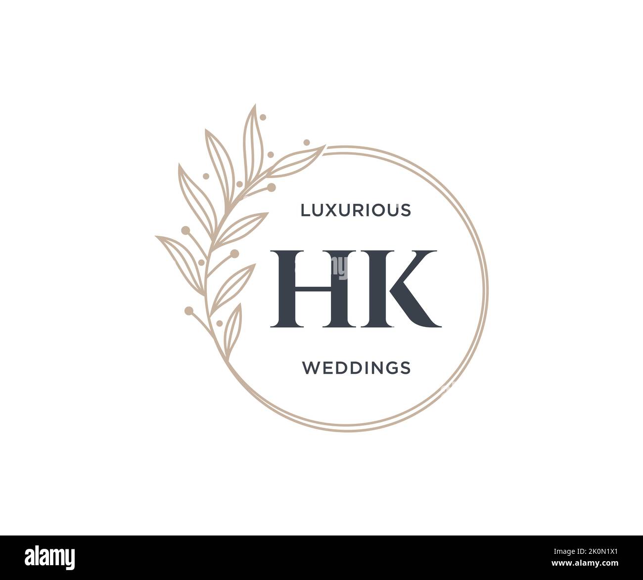 HK Initials letter Wedding monogram logos template, hand drawn modern ...