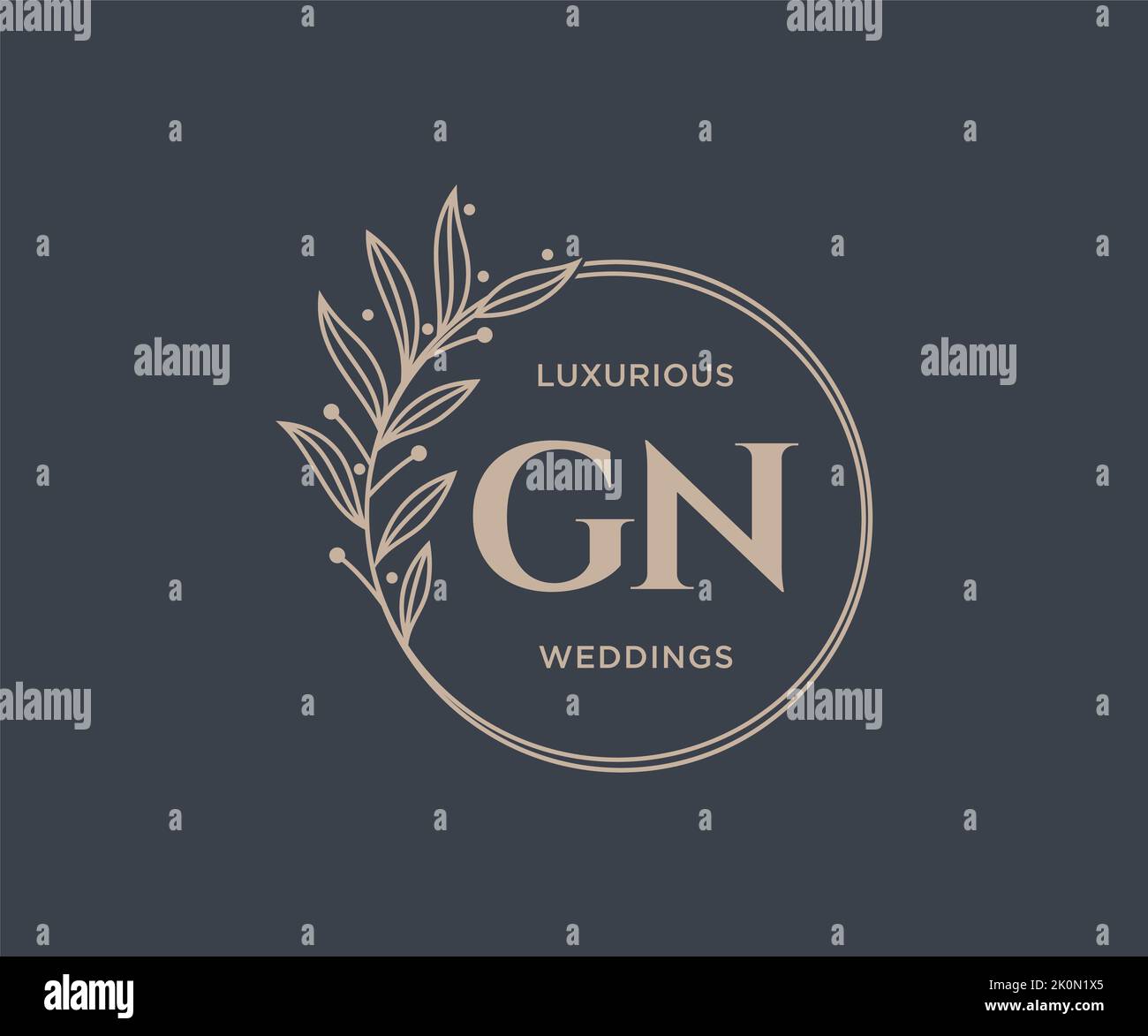 GN Initials letter Wedding monogram logos template, hand drawn modern ...