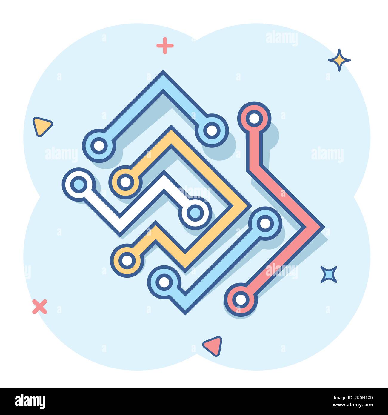 Circuit board icon in comic style. Technology microchip vector cartoon ...
