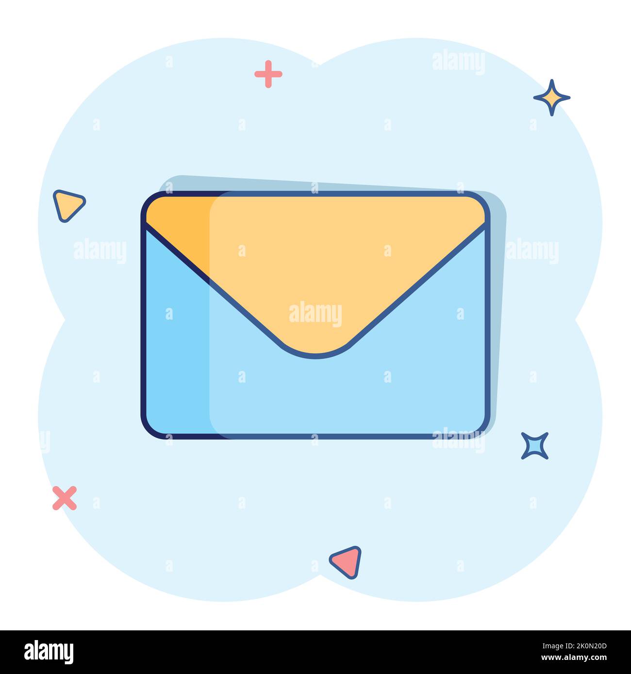 Mail envelope icon in comic style. Receive email letter spam vector ...