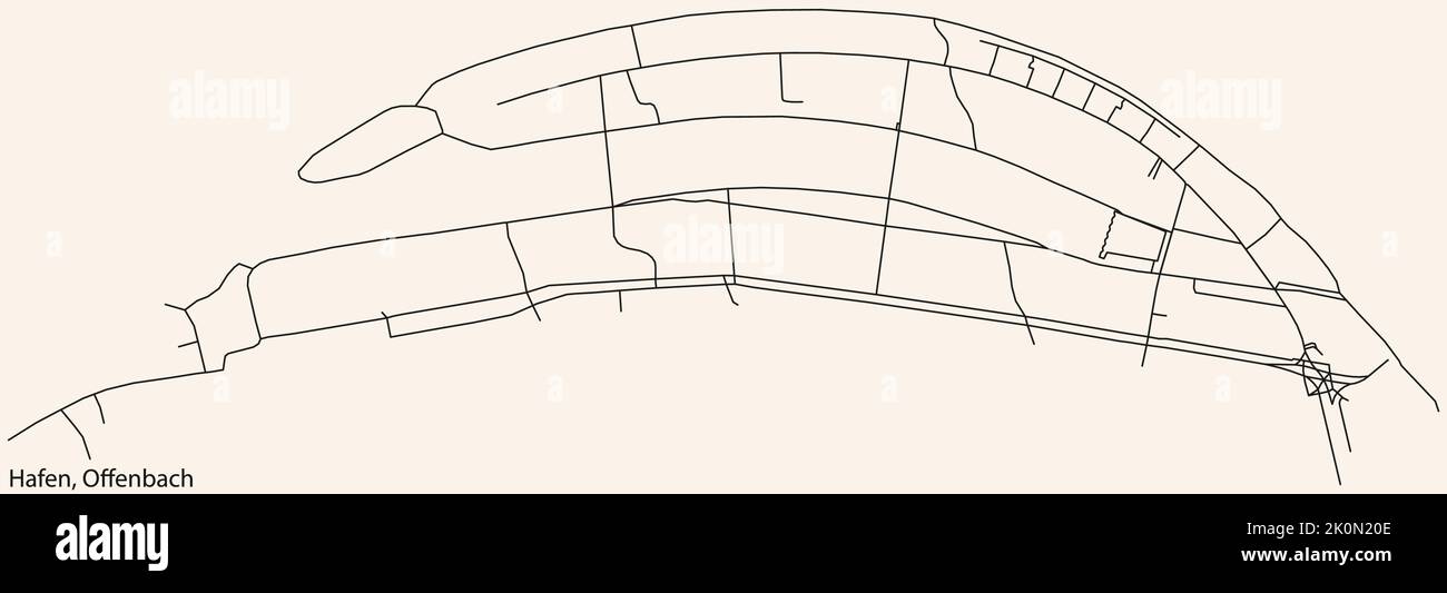 Street roads map of the HAFEN DISTRICT, OFFENBACH AM MAIN Stock Vector ...