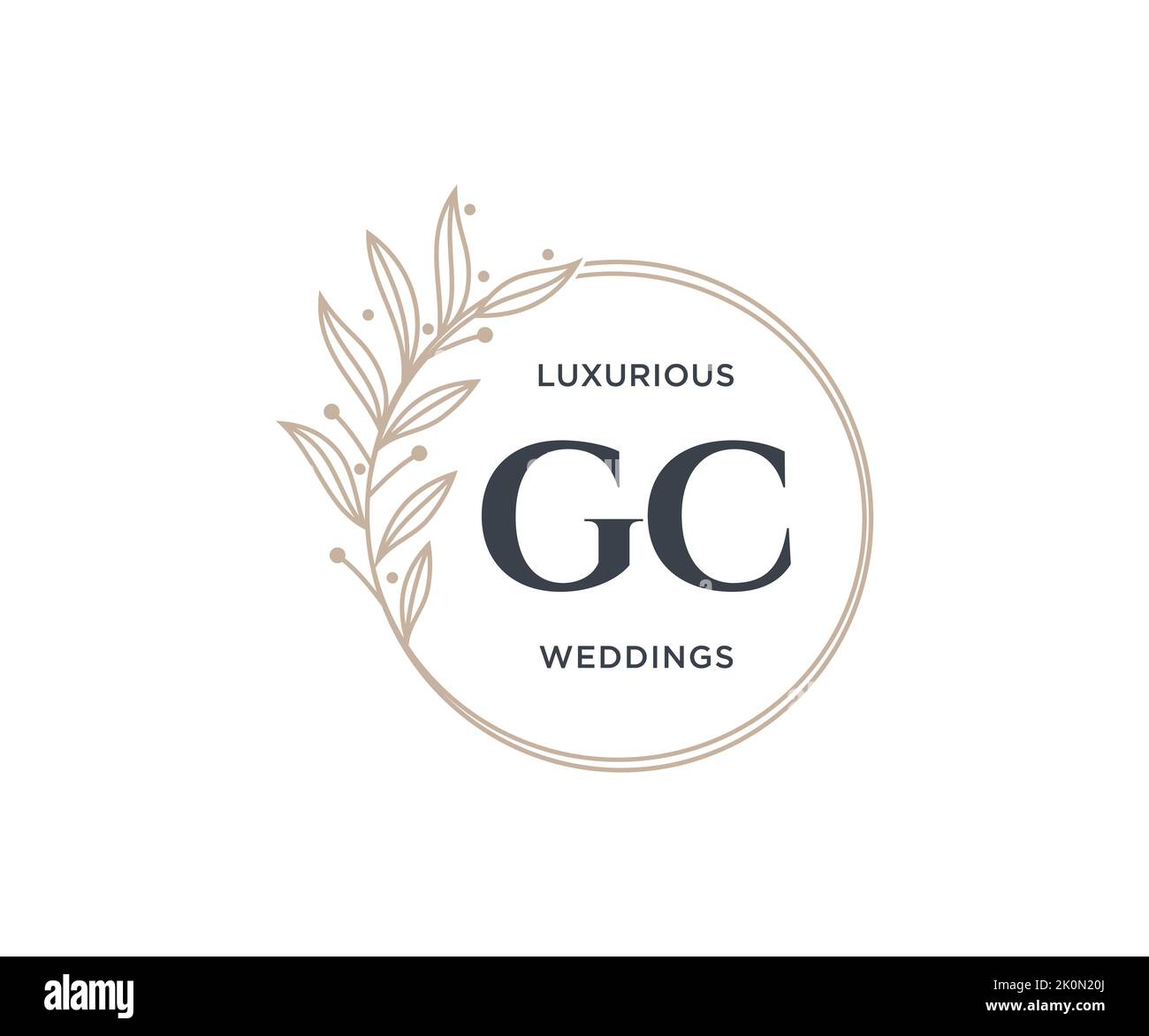 GC Initials letter Wedding monogram logos template, hand drawn modern ...