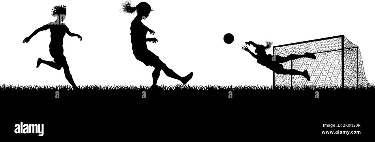 Women Soccer Football Players Scene Silhouette Stock Vector Image & Art ...