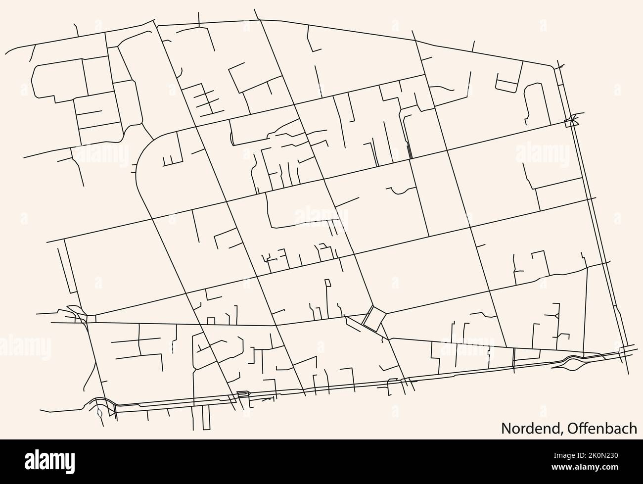 Street roads map of the NORDEND DISTRICT, OFFENBACH AM MAIN Stock ...