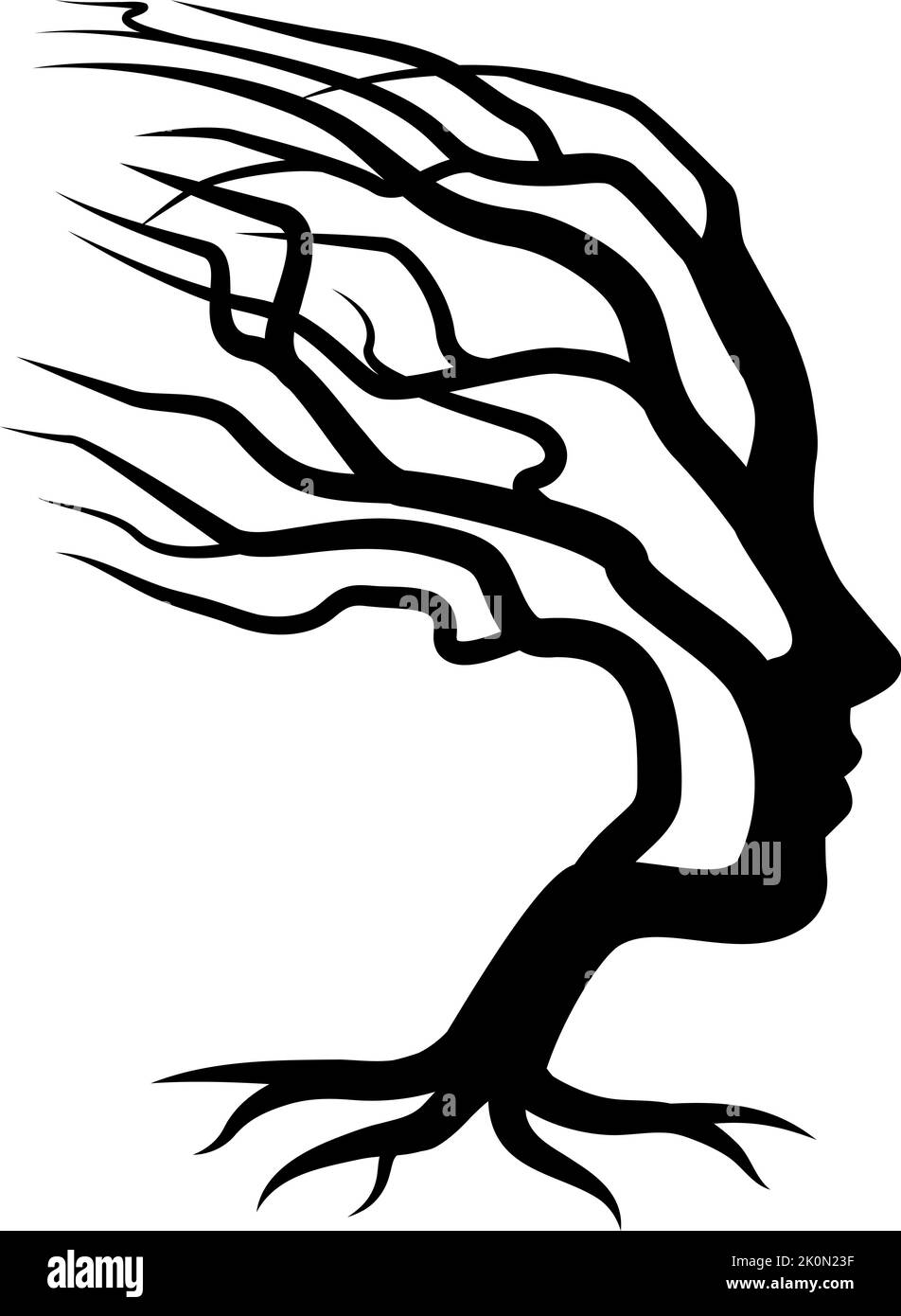 Optical Illusion Woman Face Tree Silhouette Stock Vector Image & Art ...