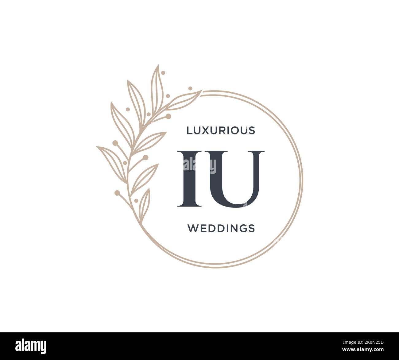 IU Initials letter Wedding monogram logos template, hand drawn modern ...