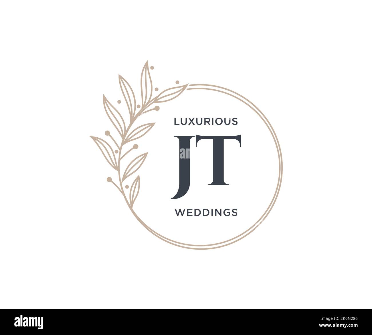 JT Initials letter Wedding monogram logos template, hand drawn modern minimalistic and floral ...