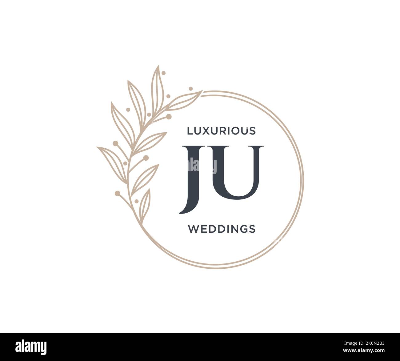 JU Initials letter Wedding monogram logos template, hand drawn modern ...