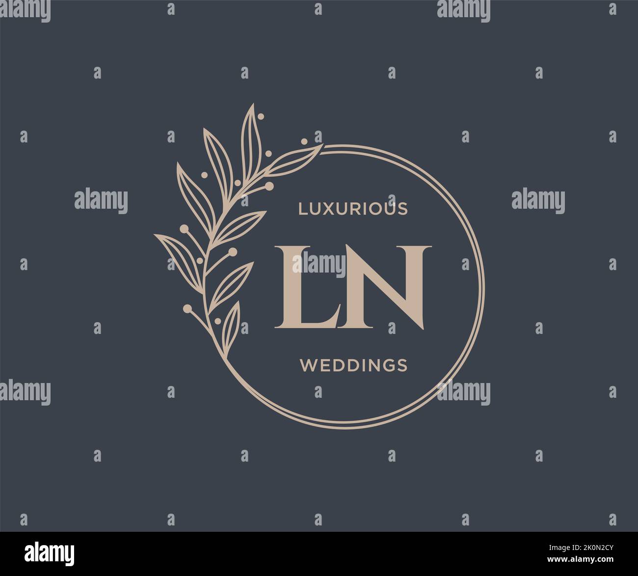LN Initials letter Wedding monogram logos template, hand drawn modern ...