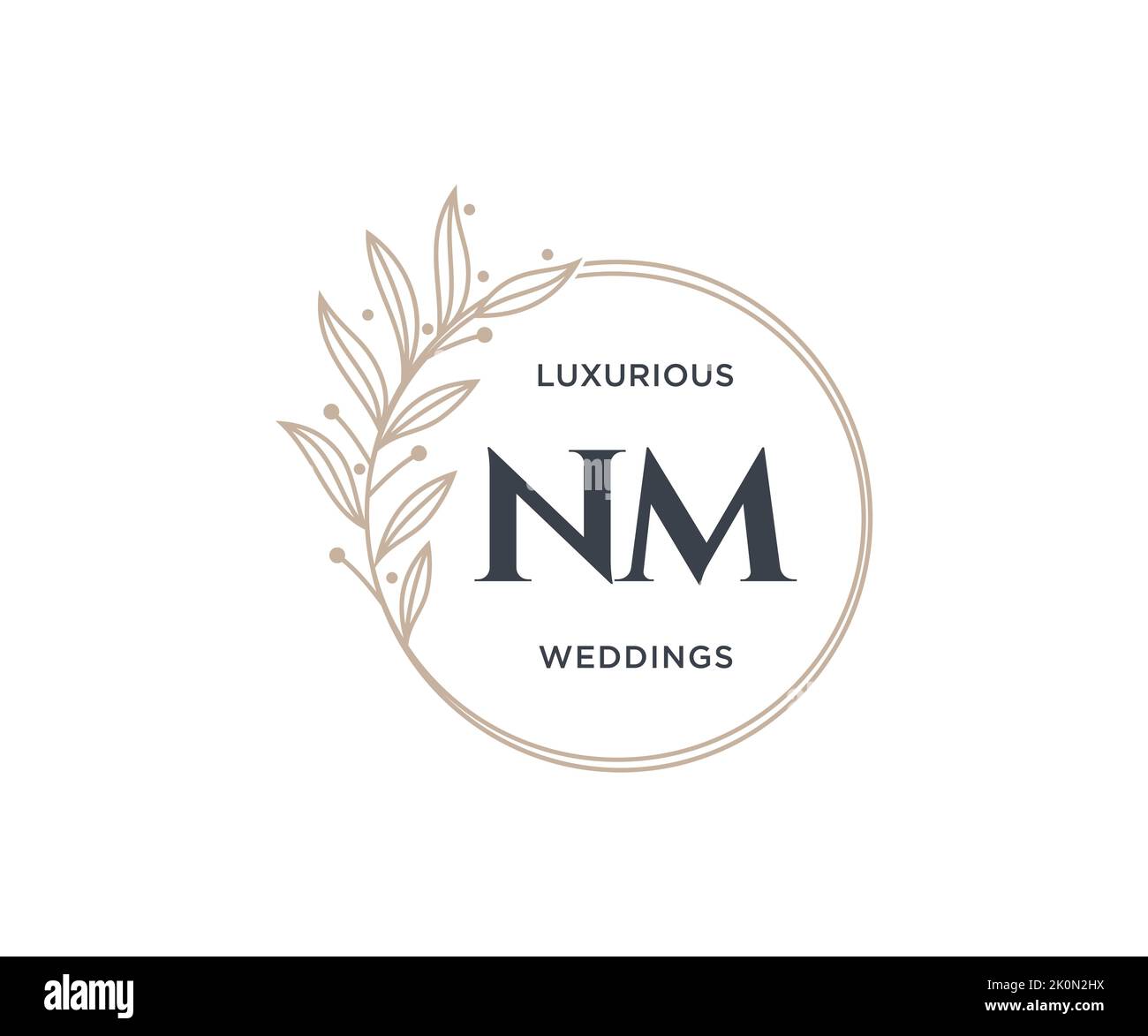 NM Initials letter Wedding monogram logos template, hand drawn modern ...