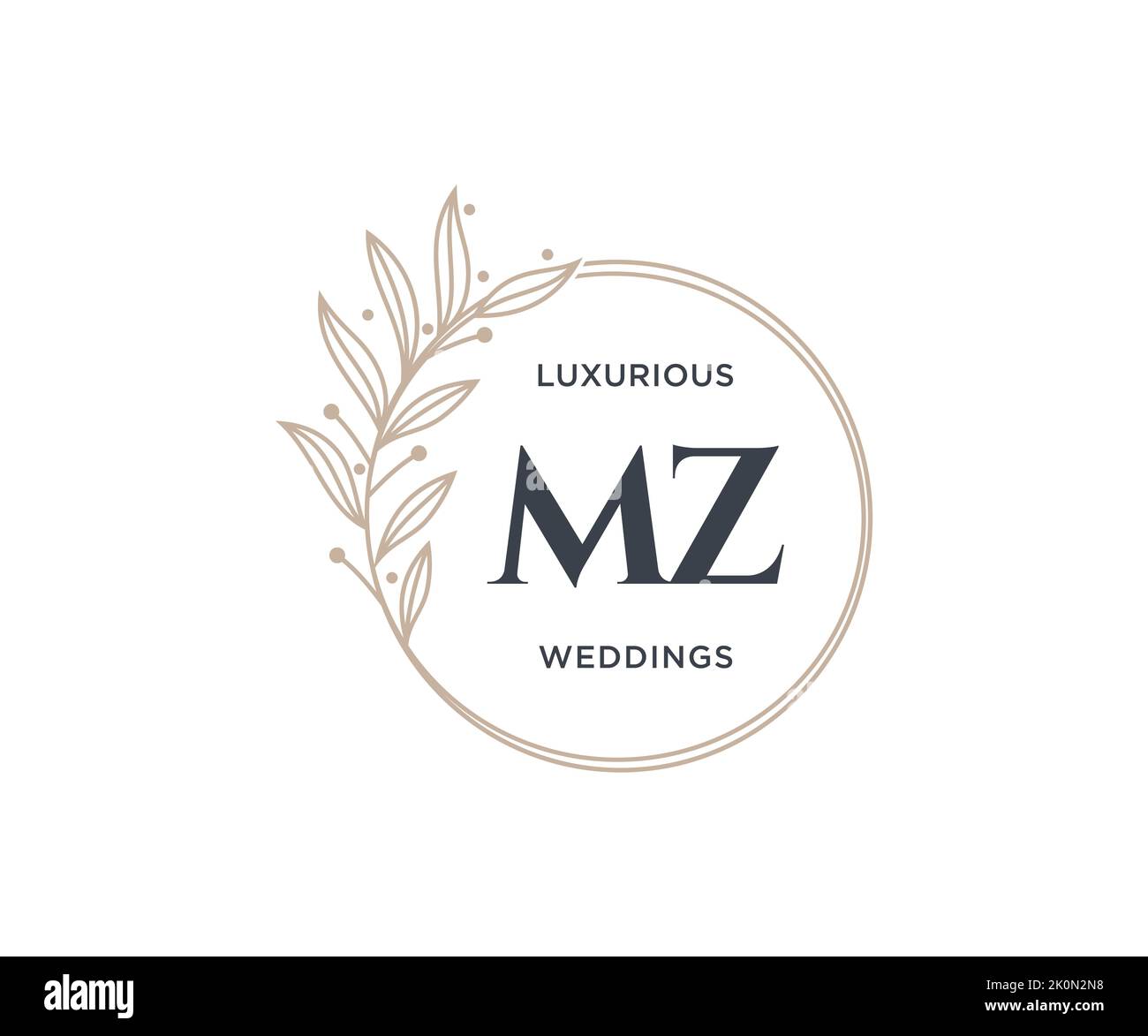 MZ Initials letter Wedding monogram logos template, hand drawn modern ...