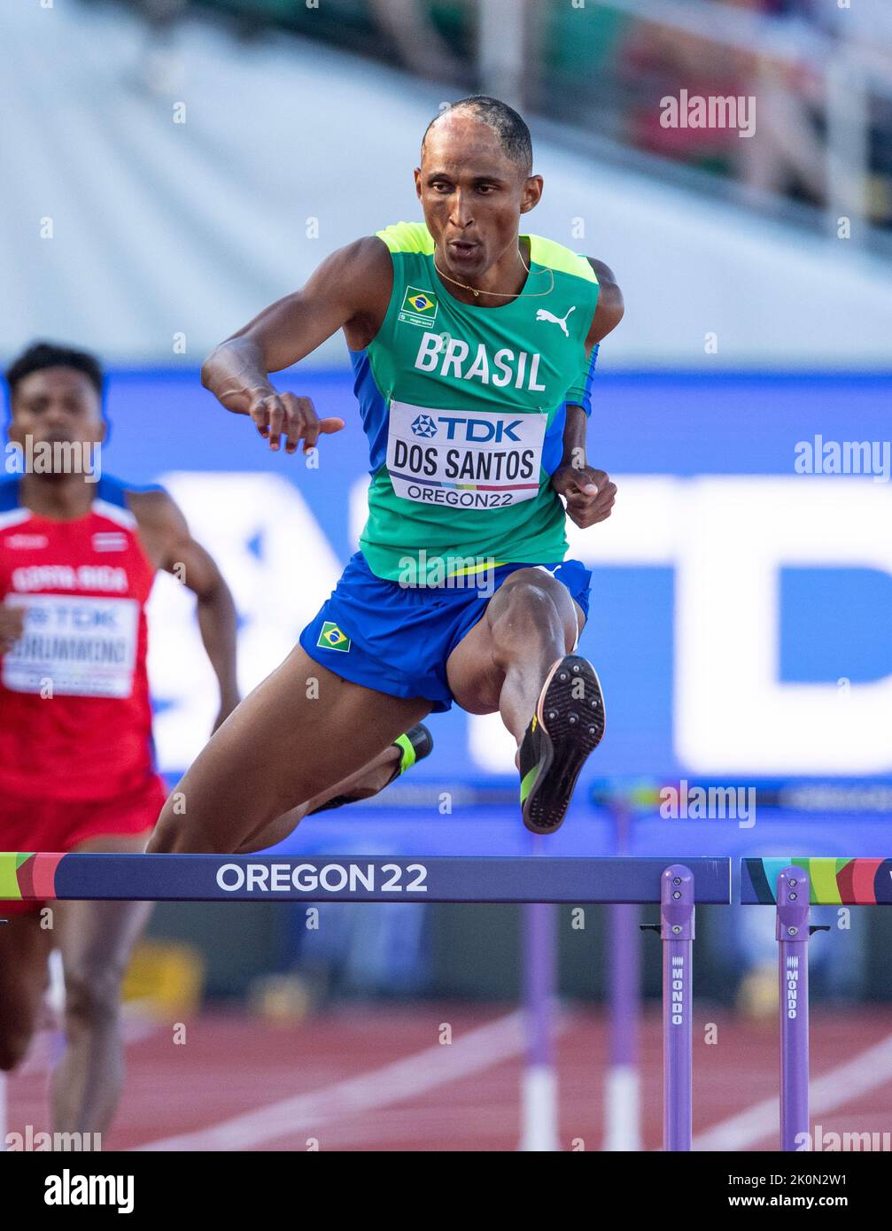 Alison Dos Santos of Brazil competing in the men’s 400m hurdles at the ...