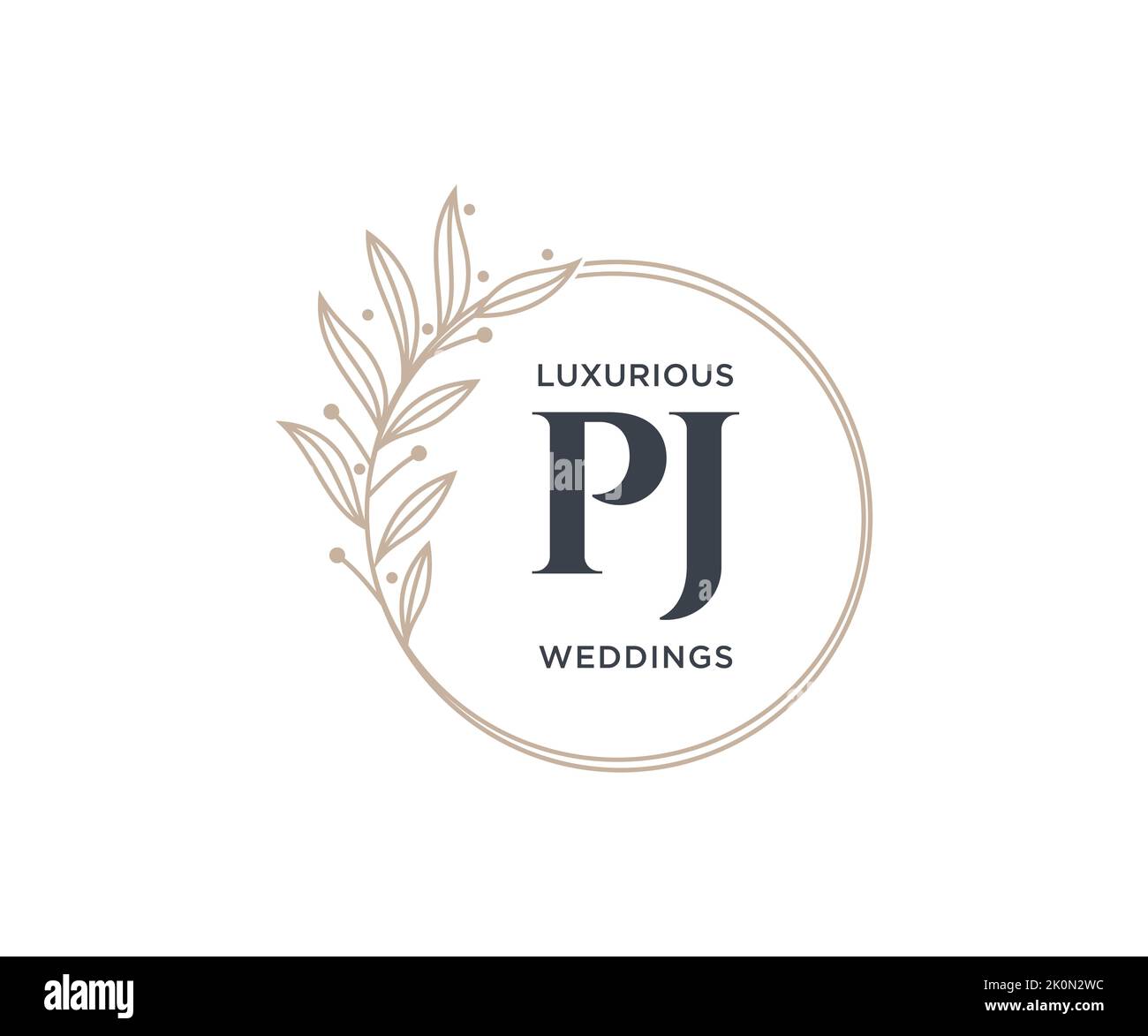 PJ Initials letter Wedding monogram logos template, hand drawn modern ...