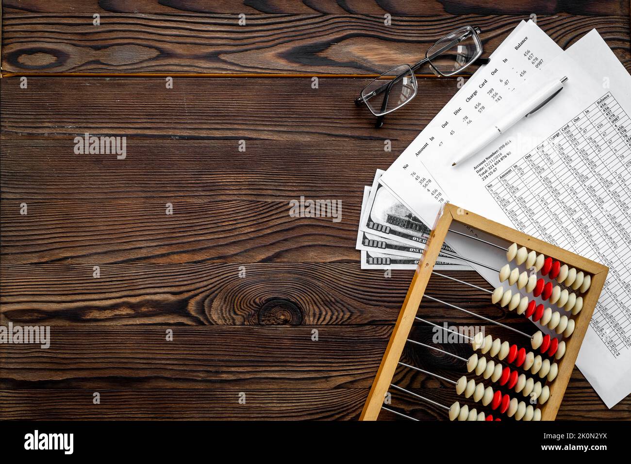 Business income calculations with accounting wooden abacus Stock Photo ...