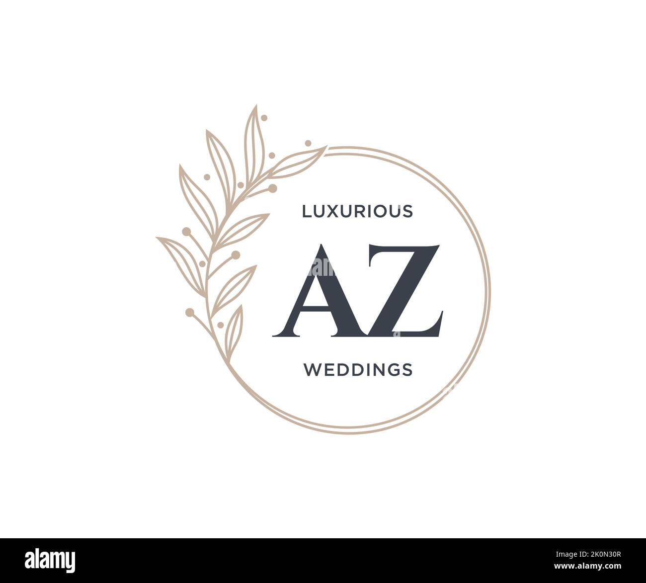 AZ Initials letter Wedding monogram logos template, hand drawn modern ...
