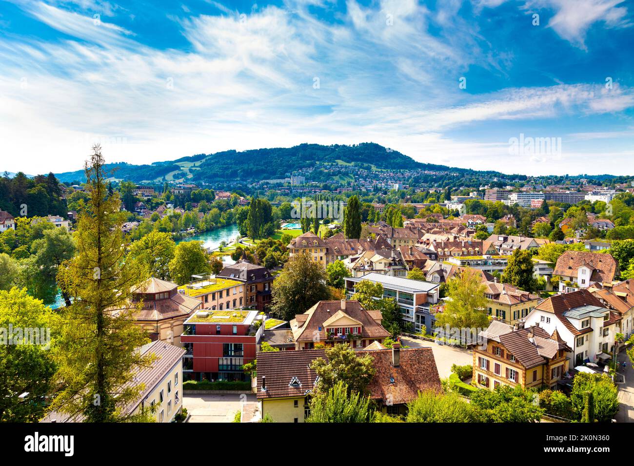 View of the city from the Parliament Building viewpoint, Bern ...