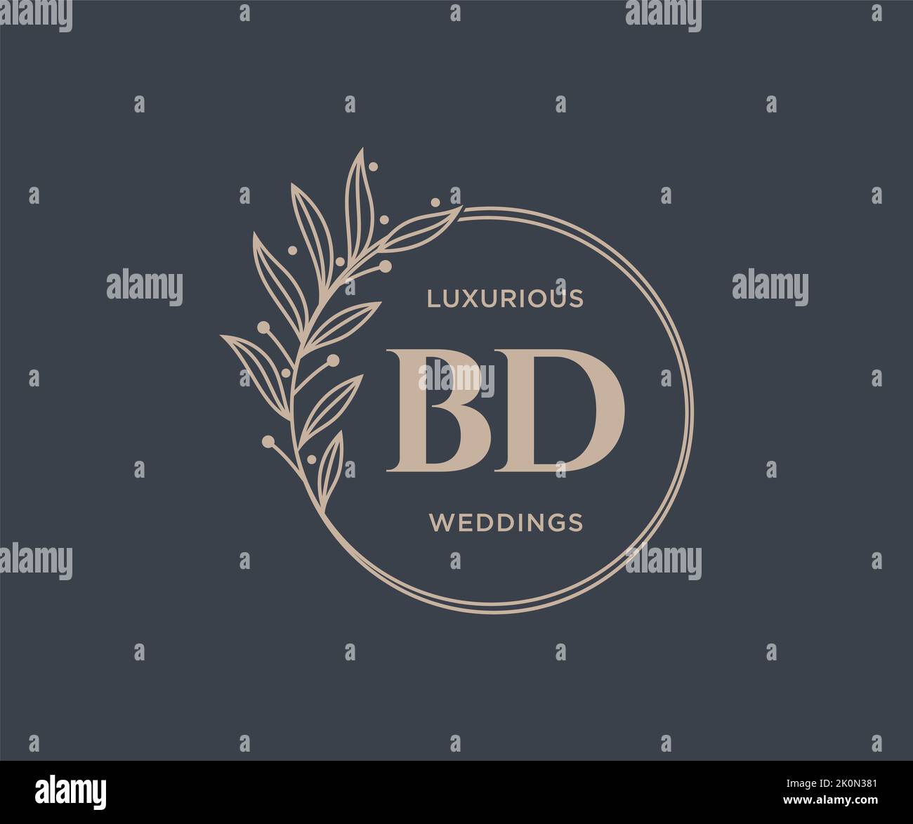 BD Initials letter Wedding monogram logos template, hand drawn modern minimalistic and floral ...