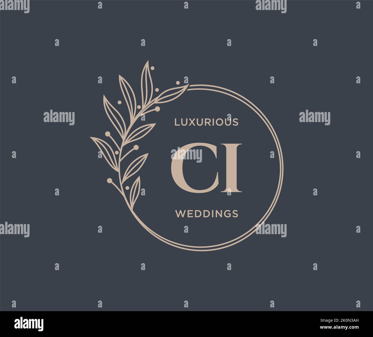 CI Initials letter Wedding monogram logos template, hand drawn modern ...