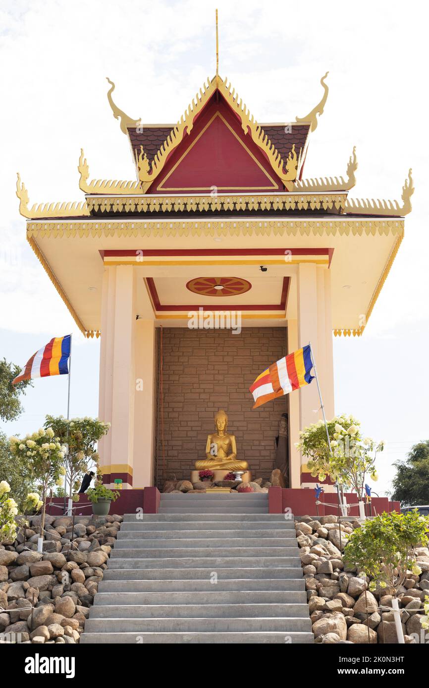 A temple with gold fasting Buddha statue, at Watt Munisotaram Cambodian ...