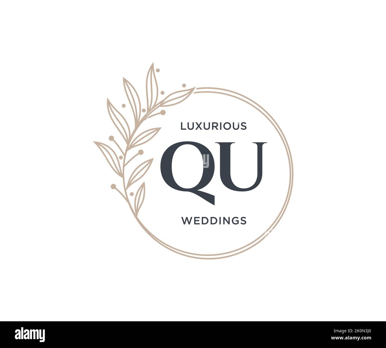 QU Initials letter Wedding monogram logos template, hand drawn modern ...