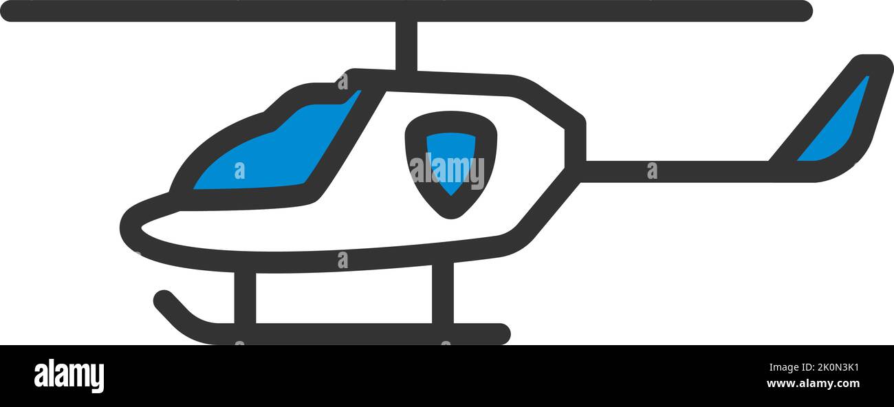 Police Helicopter Icon. Editable Bold Outline With Color Fill Design ...