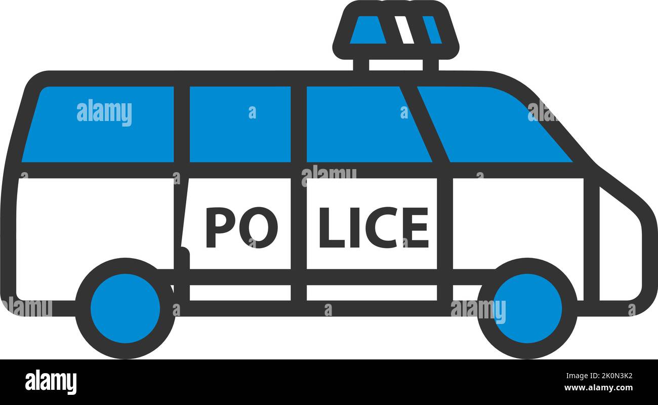 Police Van Icon. Editable Bold Outline With Color Fill Design. Vector ...