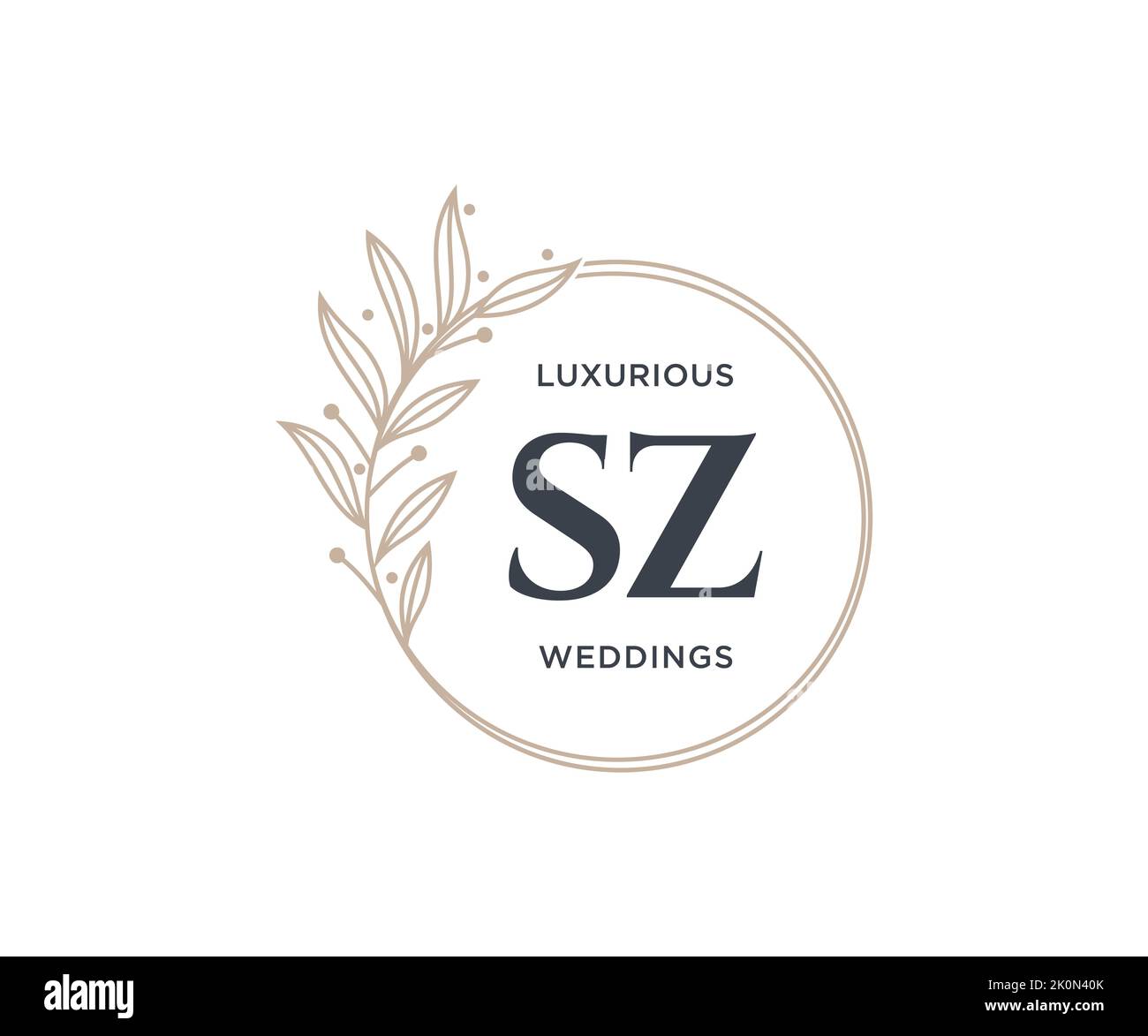 SZ Initials letter Wedding monogram logos template, hand drawn modern ...