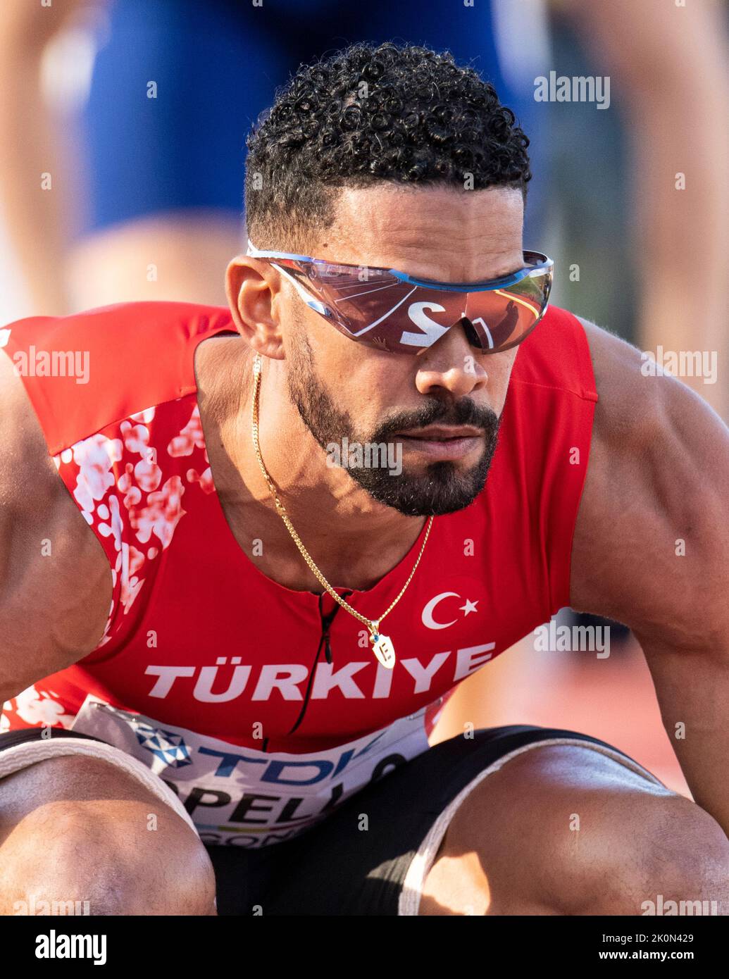 Yasmani Copello of Turkey competing in the men’s 400m hurdles at the ...