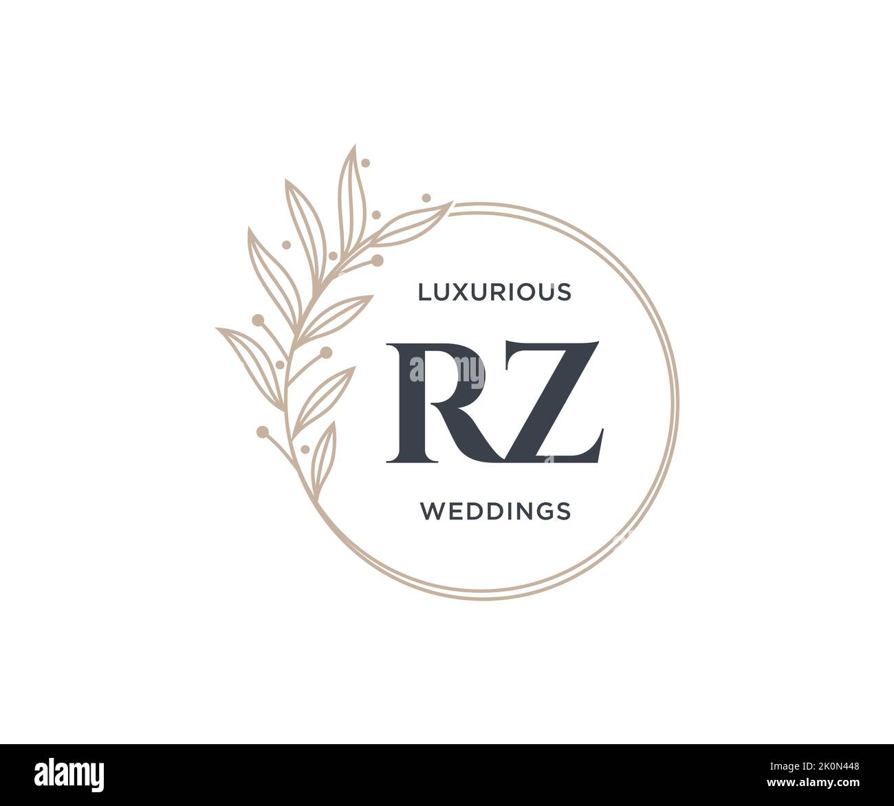 RZ Initials letter Wedding monogram logos template, hand drawn modern minimalistic and floral ...