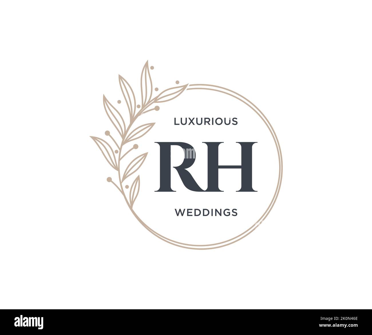 RH Initials letter Wedding monogram logos template, hand drawn modern ...