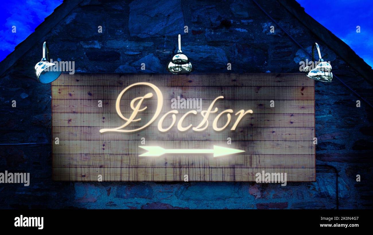 Street Sign the Direction Way to Doctor Stock Photo - Alamy