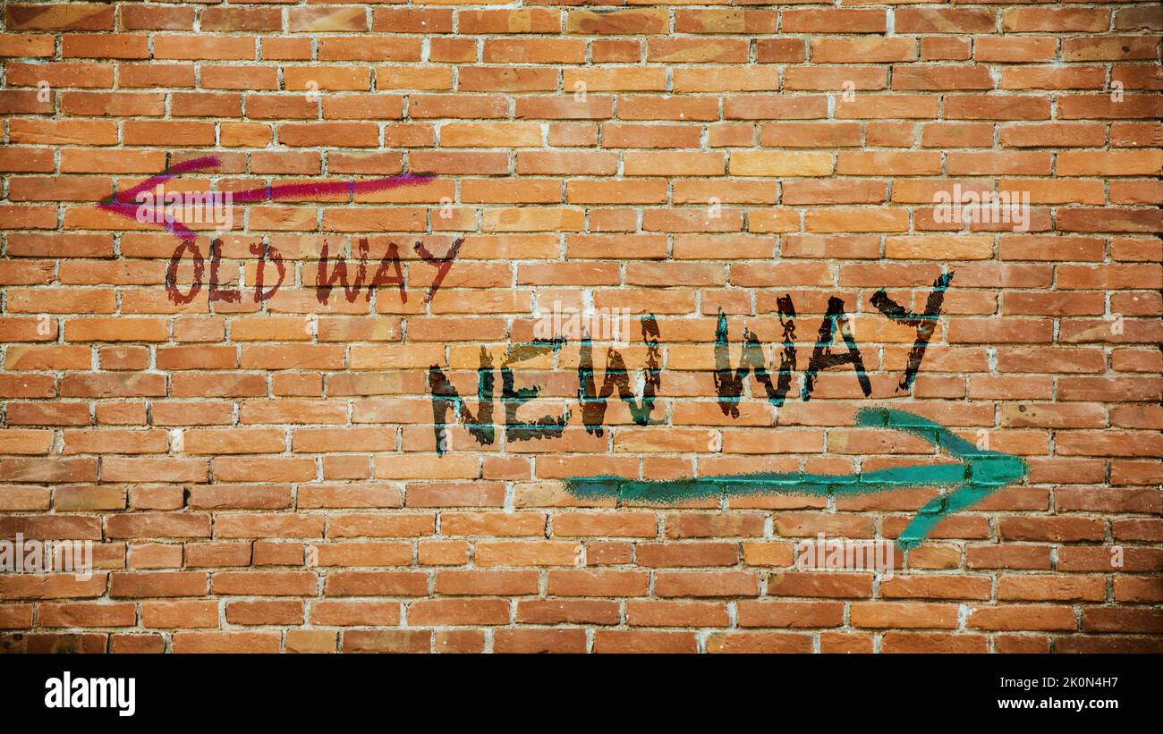 Street Sign the Direction Wy to NEW WAY versus OLD WAY Stock Photo - Alamy