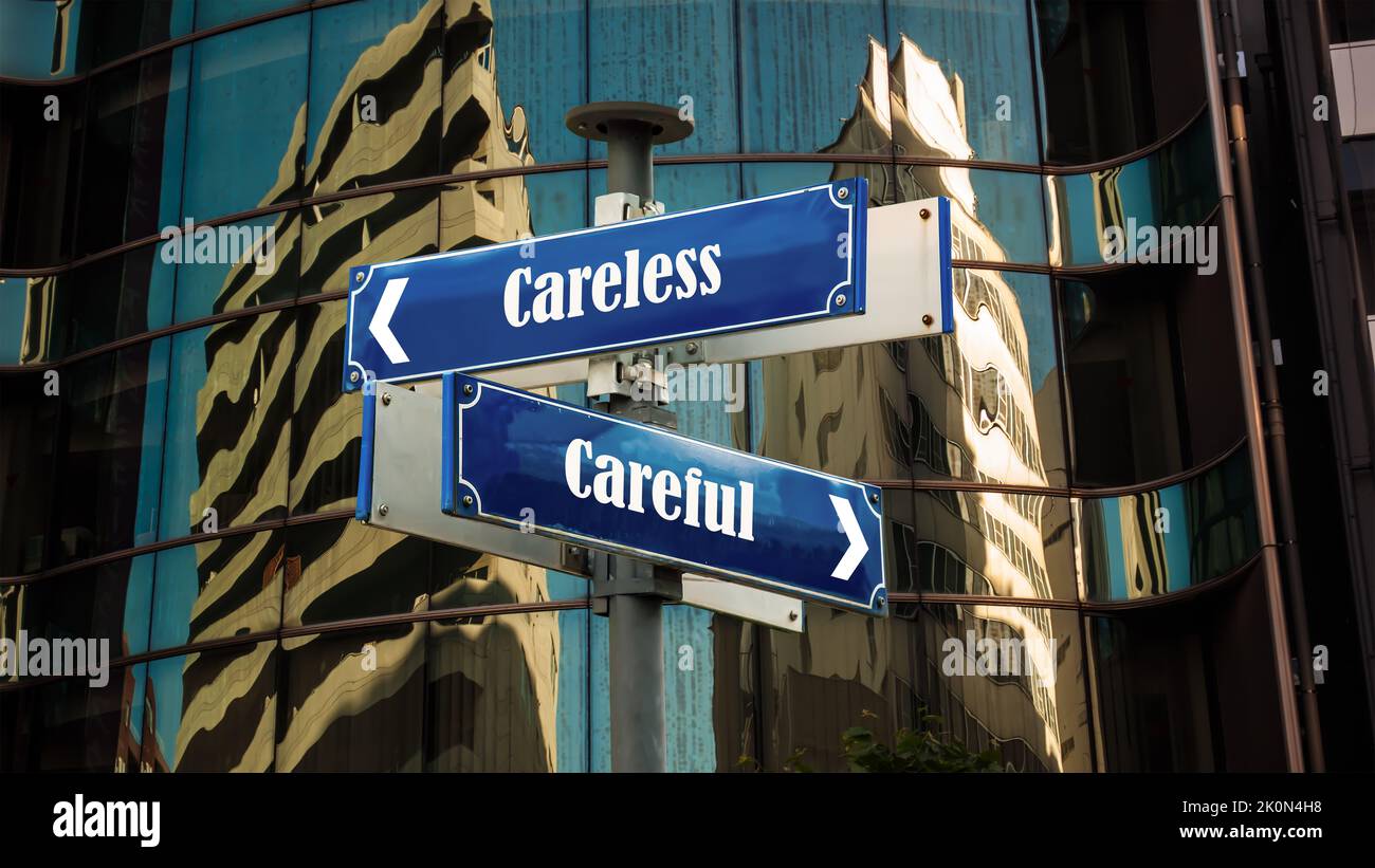 Street Sign the Direction Way to Careful versus Careless Stock Photo ...