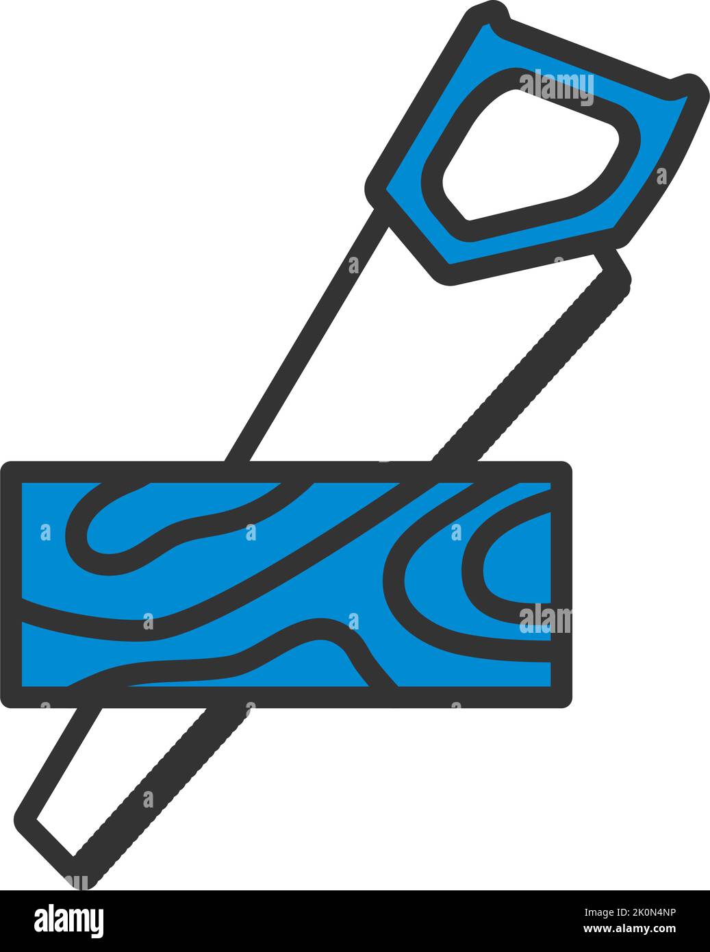 Handsaw Cutting A Plank Icon. Editable Bold Outline With Color Fill ...