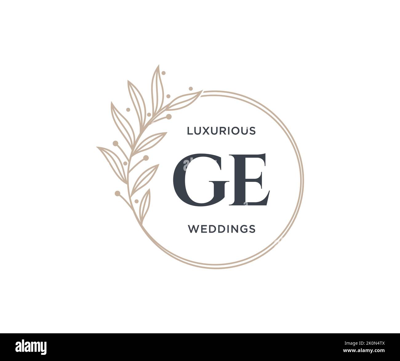 GE Initials letter Wedding monogram logos template, hand drawn modern ...