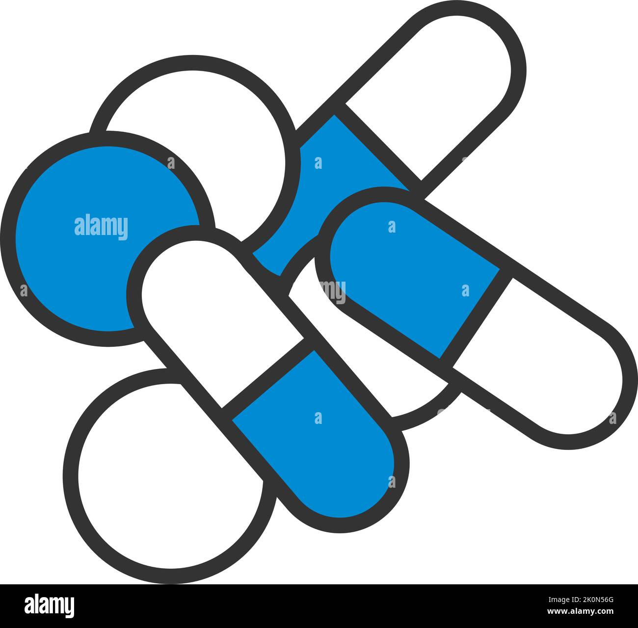 Pill And Tabs Icon. Editable Bold Outline With Color Fill Design ...