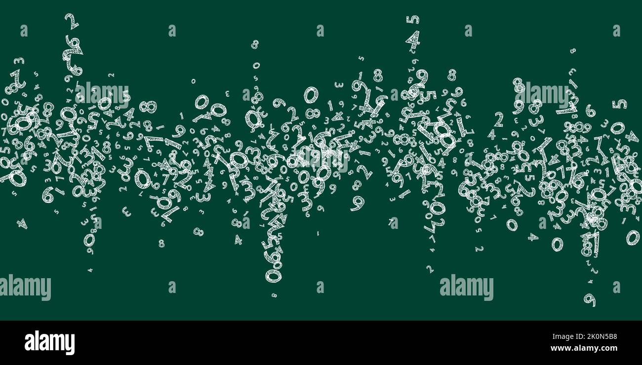 Falling childish chalk numbers. Math study concept with flying digits ...