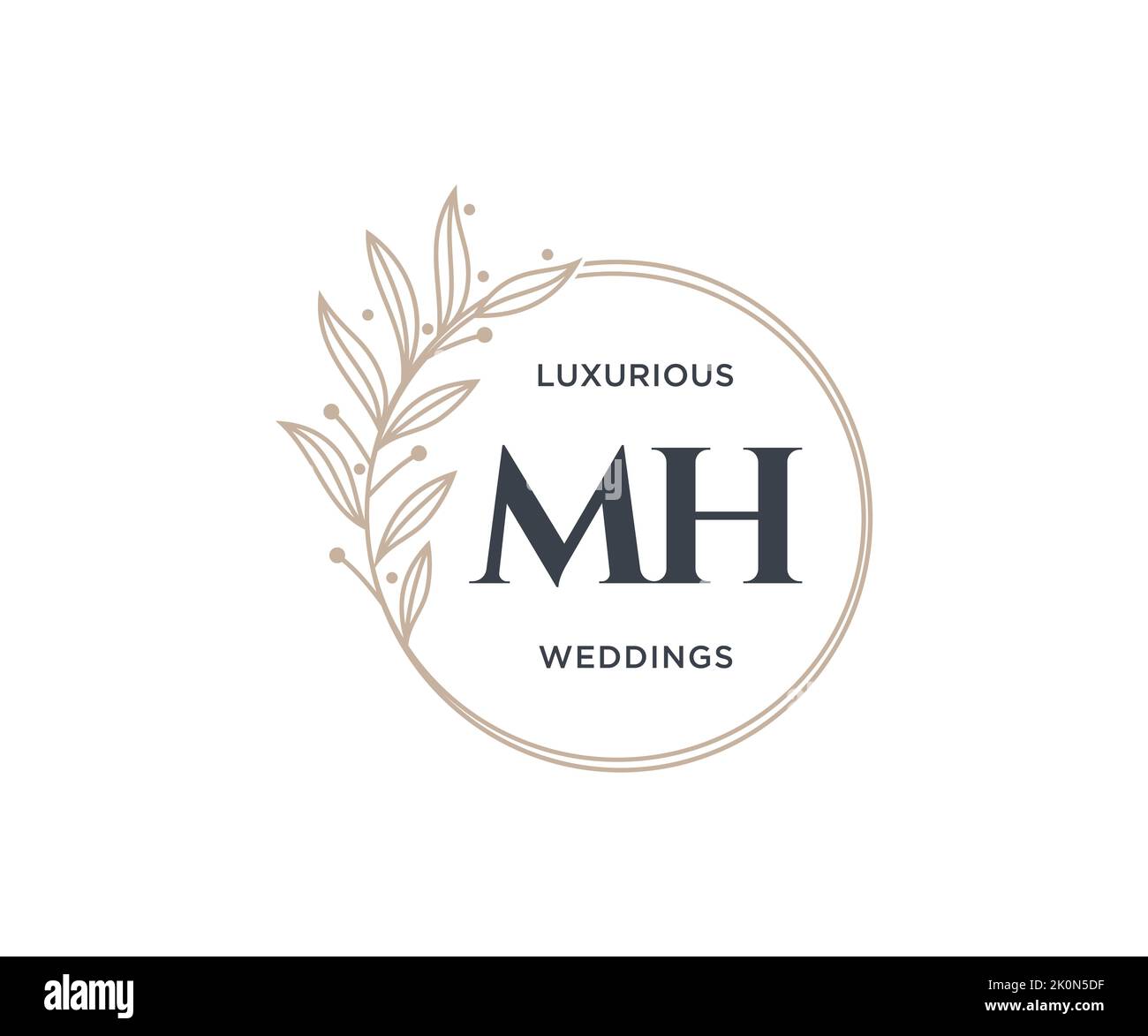 MH Initials letter Wedding monogram logos template, hand drawn modern ...