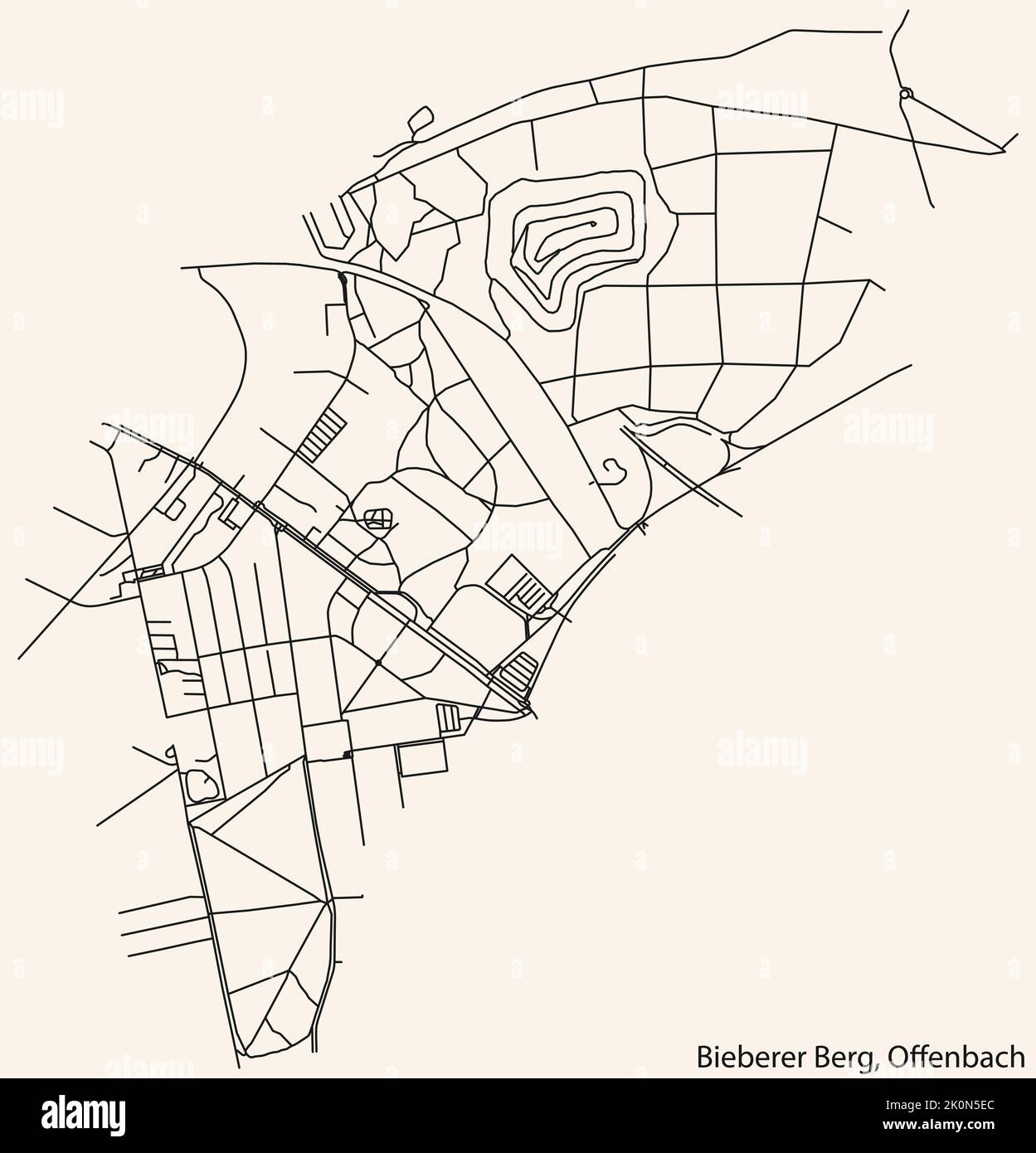 Street roads map of the BIEBERER BERG DISTRICT, OFFENBACH AM MAIN Stock ...