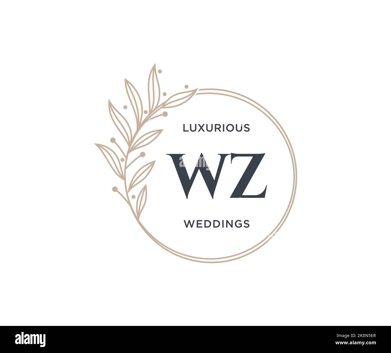 WZ Initials letter Wedding monogram logos template, hand drawn modern ...