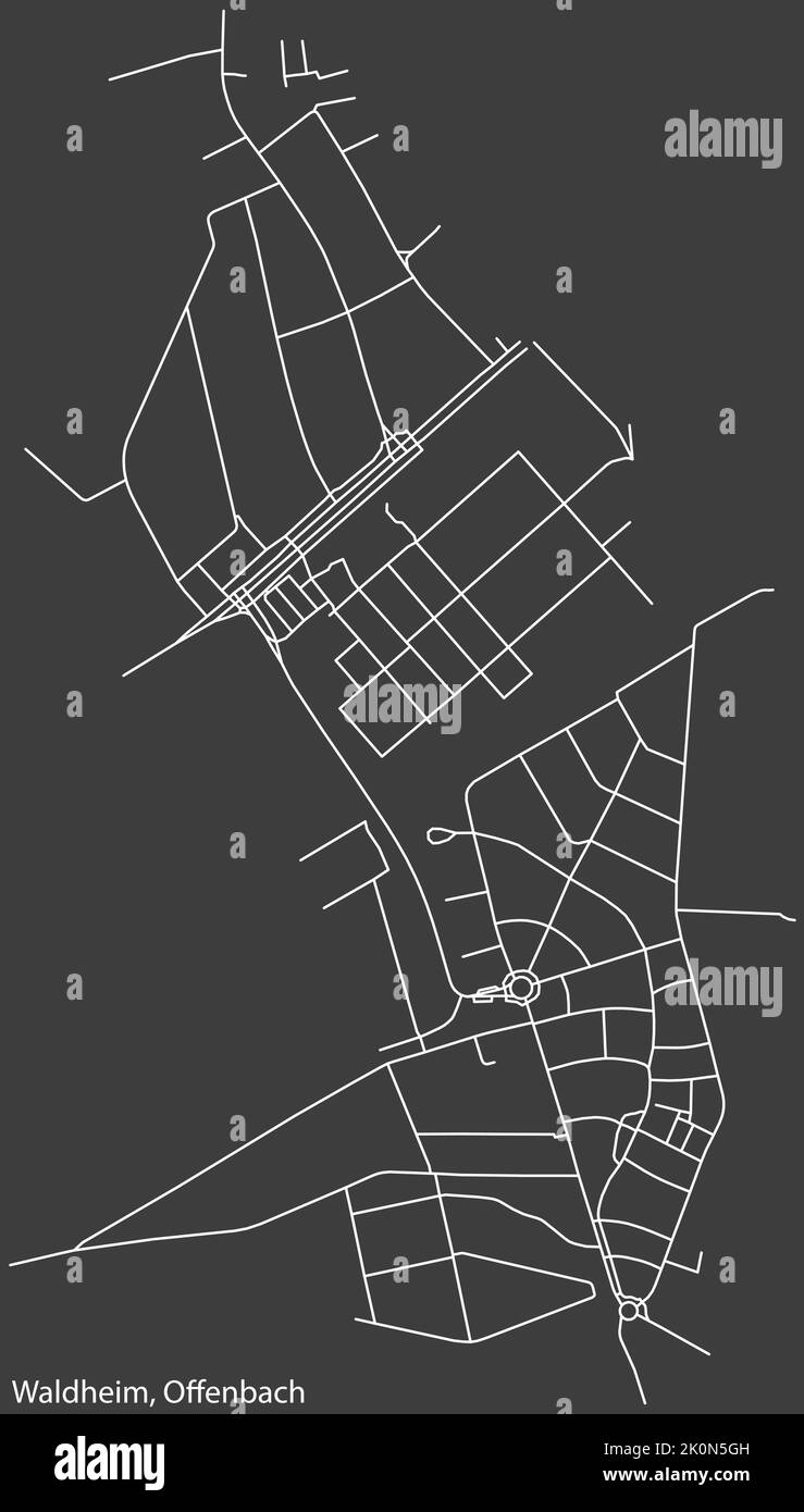 Street roads map of the WALDHEIM DISTRICT, OFFENBACH AM MAIN Stock ...