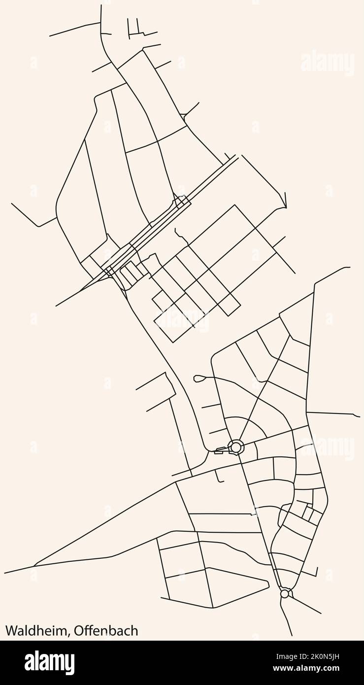 Street roads map of the WALDHEIM DISTRICT, OFFENBACH AM MAIN Stock ...