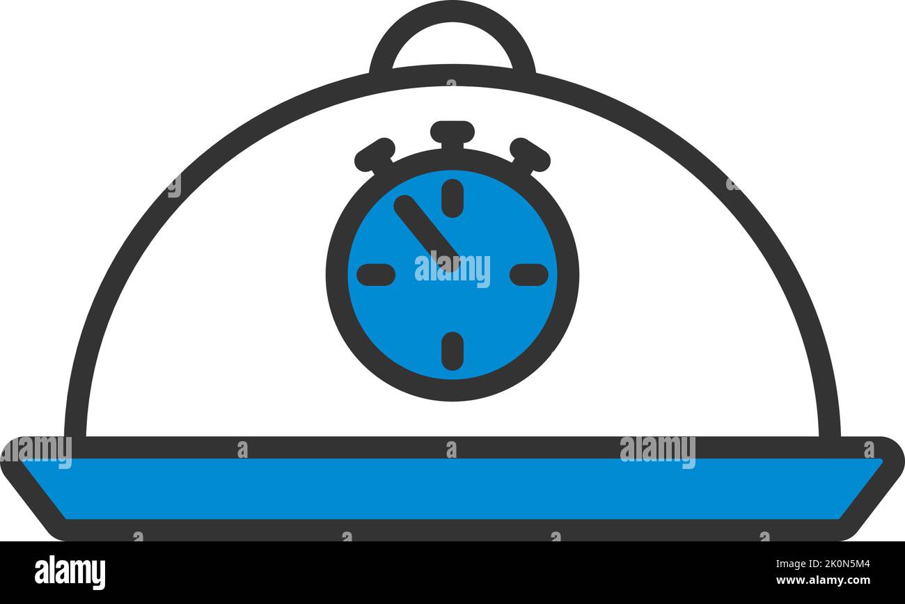 Cloche With Stopwatch Icon. Editable Bold Outline With Color Fill ...