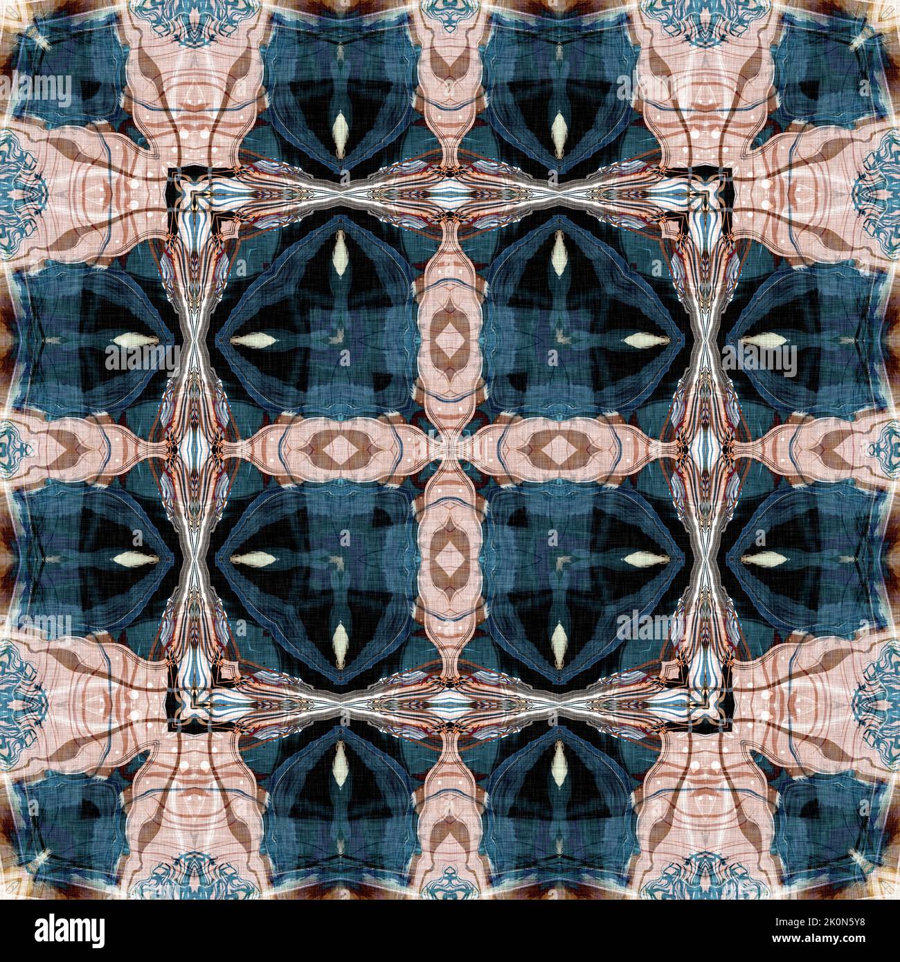 Retro boho geometric kaleidoscope scarf pattern background. Colorful ...