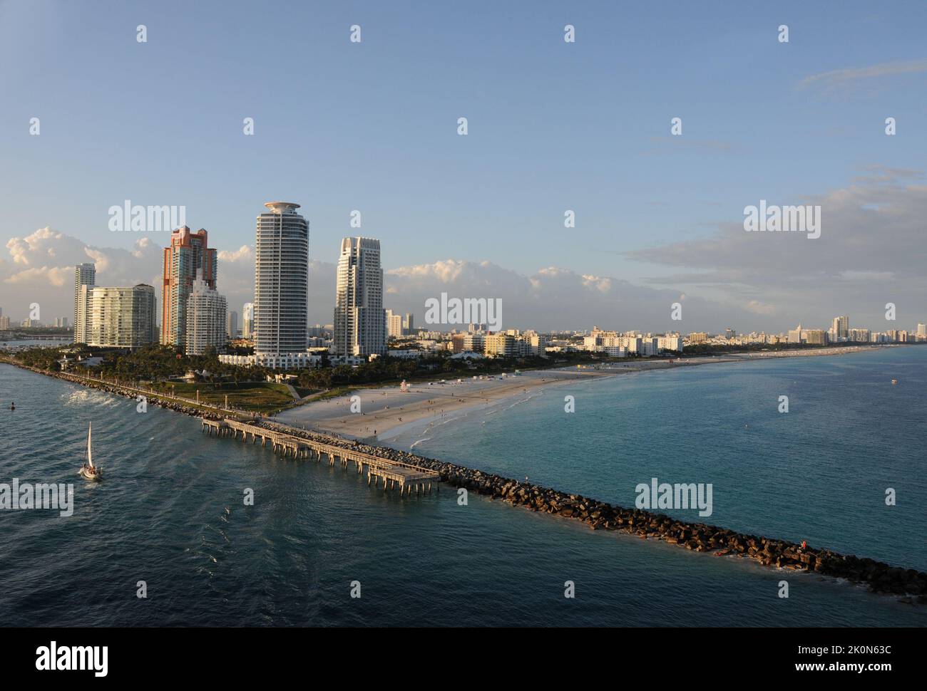 Miami Beach scenery seen from the ocean towards the mainland Stock ...