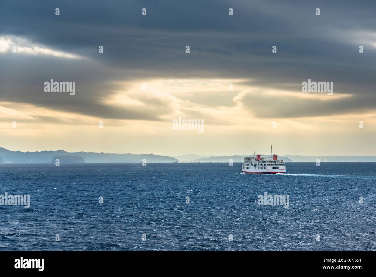 chiba, japan - december 25 2021: Kanayamaru ferry ship on the sea of ...