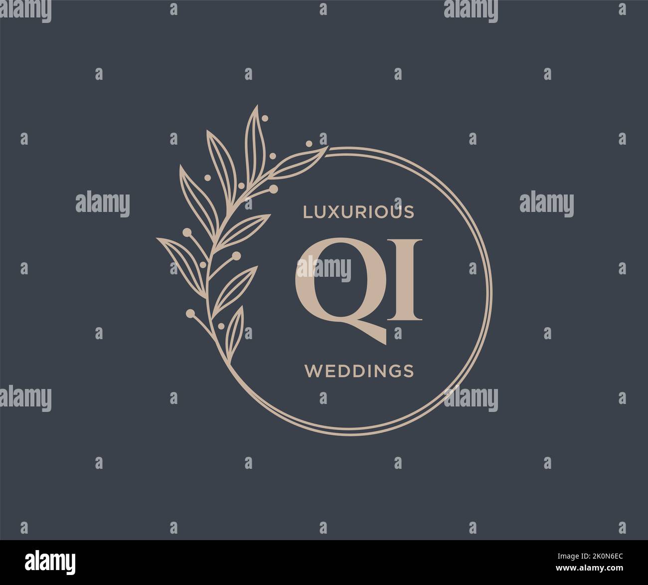 QI Initials letter Wedding monogram logos template, hand drawn modern ...