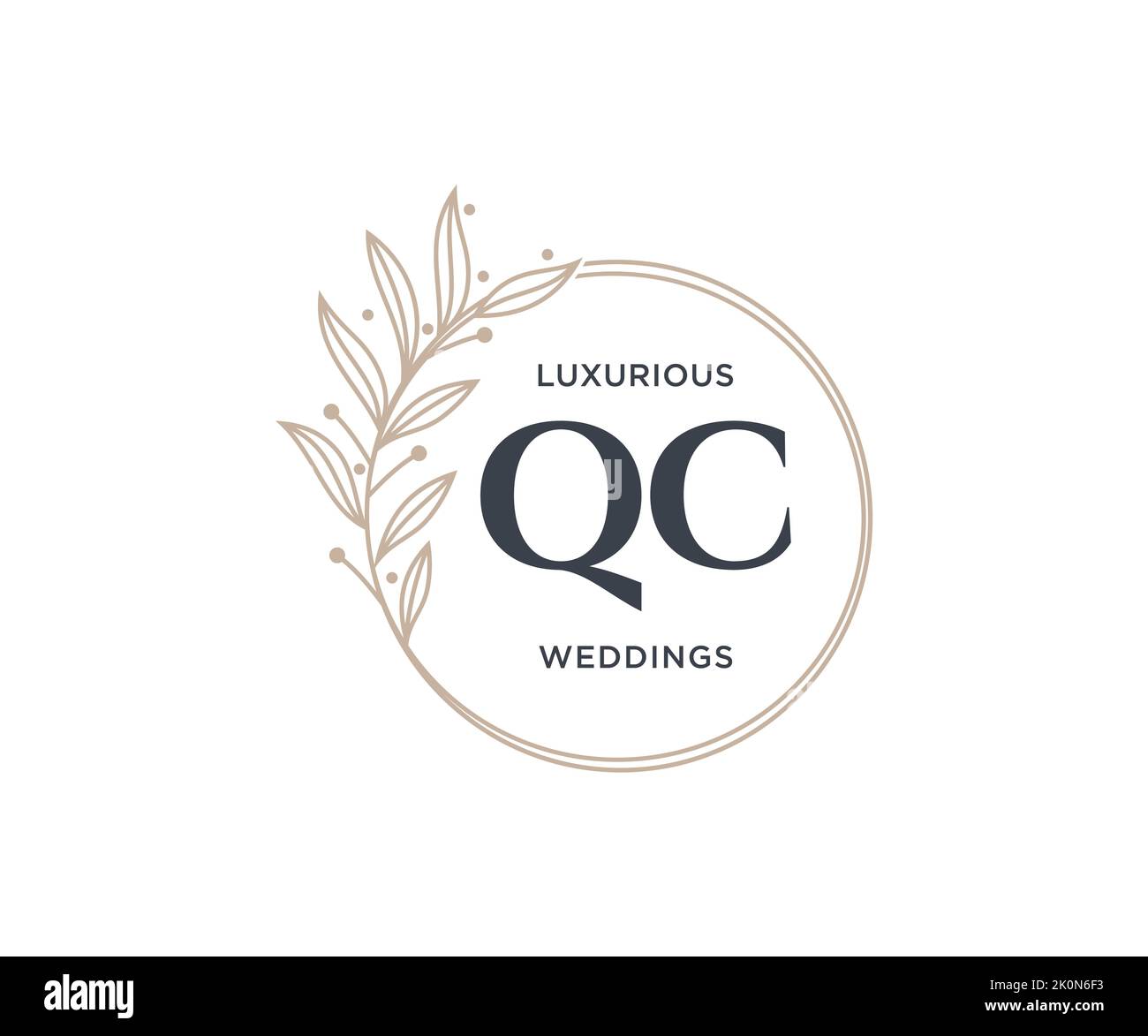 QC Initials letter Wedding monogram logos template, hand drawn modern ...