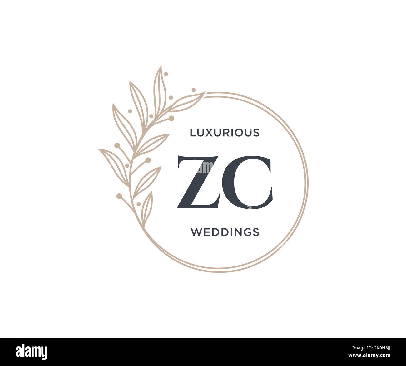 ZC Initials letter Wedding monogram logos template, hand drawn modern ...