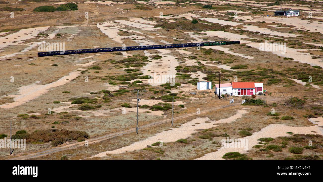 Aerial view of Romney Hythe and Dymchurch Railway, Dungeness, Kent ...